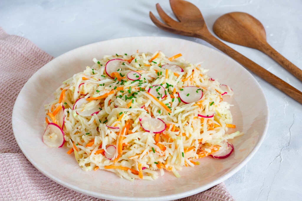 Vegan Kohlrabi Slaw - Cheap And Cheerful Cooking