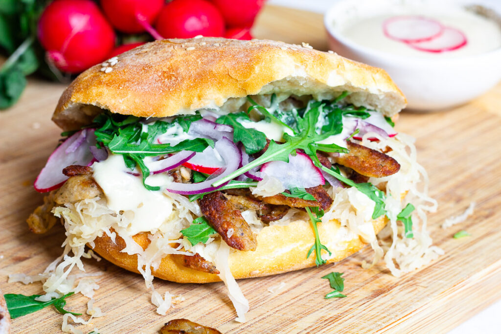 Vegan Bavarian Bratwurst Doner - Cheap And Cheerful Cooking